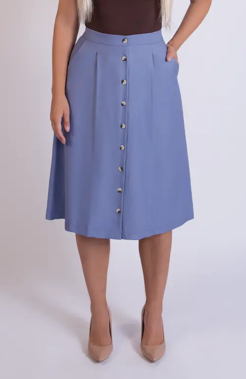 AAM THE LABEL Wool A-line Midi Skirt - Sky