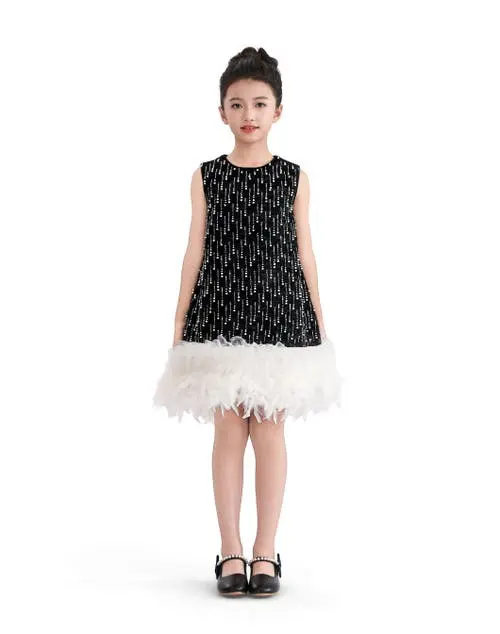 TULLEEN Feathered Glam Dress