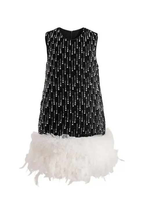 TULLEEN Feathered Glam Dress