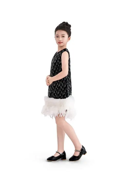 TULLEEN Feathered Glam Dress