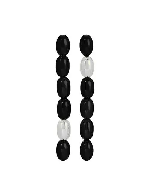 HEAVEN MAYHEM Edith Drop Earrings With Sculptural Twisted Beads - Black/silver