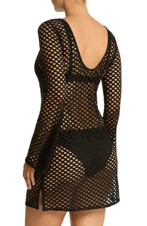 SEA LEVEL Castaway Reversible Mesh Cover-up Dress - Black
