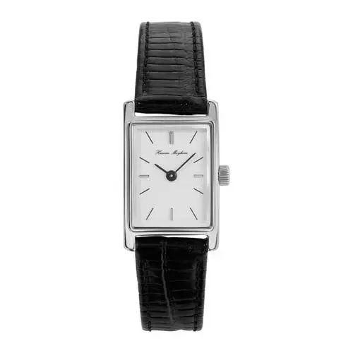 HEAVEN MAYHEM Rectangular Watch With Black Leather Strap - Silver
