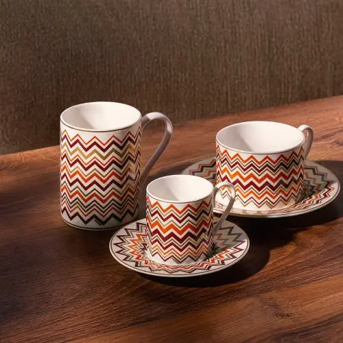 Missoni Coffee Cup & Saucer Set Of 2 In Luxury Box - Brown
