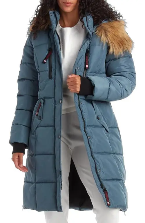 CANADA WEATHER GEAR Heavyweight Long Parka Jacket - Teal Ocean