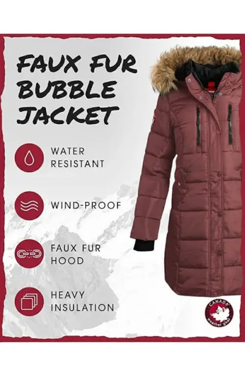 CANADA WEATHER GEAR Heavyweight Long Parka Jacket - Wild Ginger