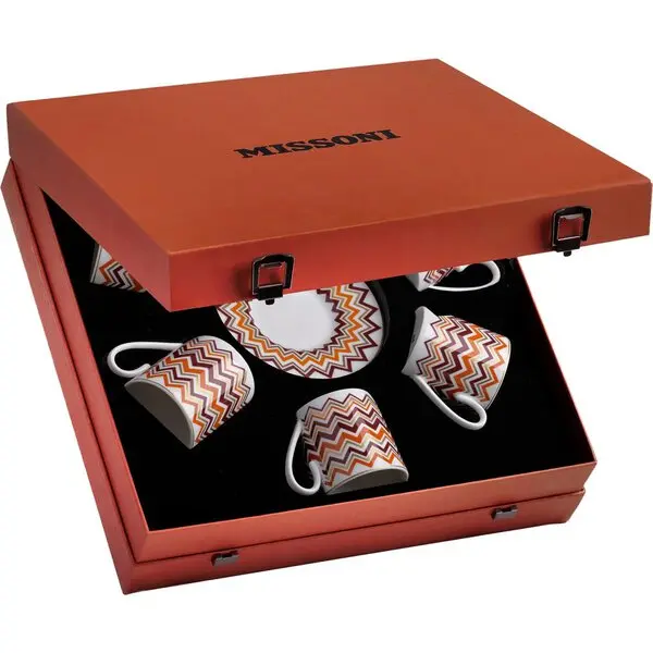Missoni Coffee Cup & Saucer Set Of 6 In Luxury Box - Brown