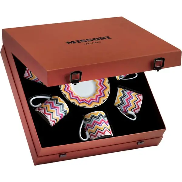 Missoni Coffee Cup & Saucer Set Of 6 In Luxury Box - Red