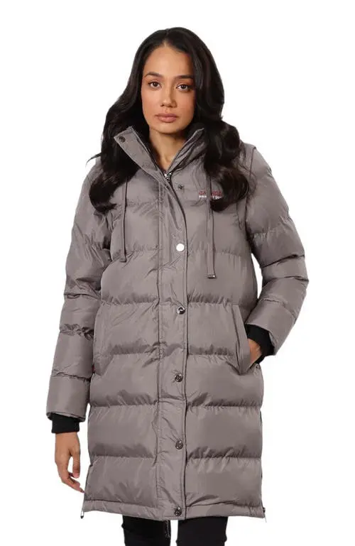 CANADA WEATHER GEAR Long Heavyweight 2 In 1 Puffer Jacket And Vest - Stone
