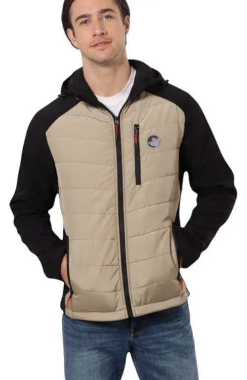CANADA WEATHER GEAR Hybrid Softshell Puffer Jacket - Stone
