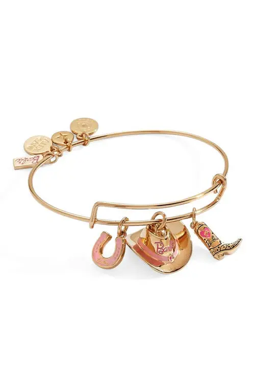 ALEX AND ANI Barbie Western Trio Charm Bangle Bracelet - Gold