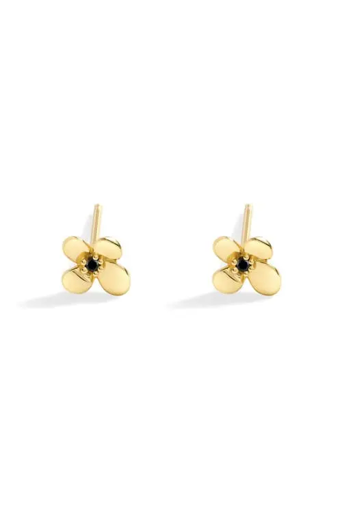MINT & LILY Floral Stud Earrings - 18k Gold Over Sterling Silver