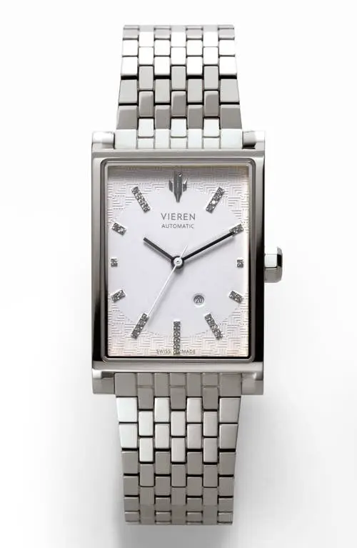 VIEREN Diamond Swiss Automatic Watch - White