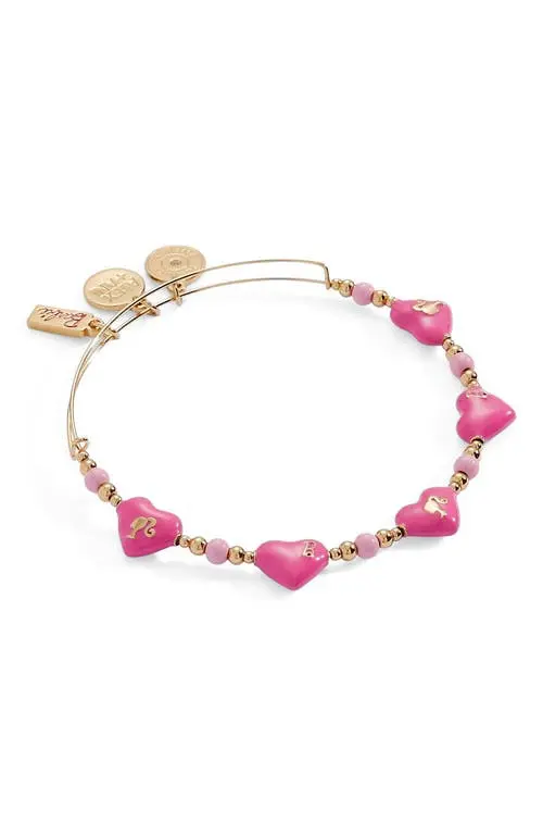 ALEX AND ANI Barbie Logo Heart Beaded Bangle Bracelet - Gold
