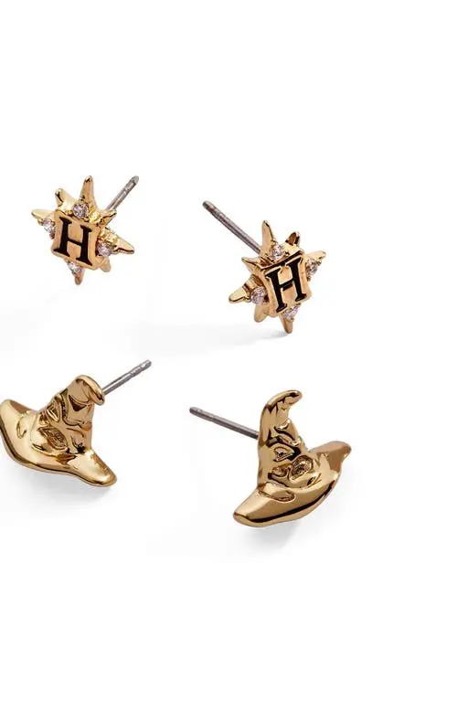 ALEX AND ANI Harry Potter Hogwarts & Sorting Hat Earring Set
