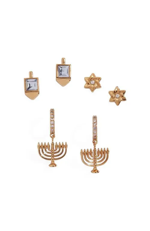 ALEX AND ANI Hanukkah Stud Earring Set - Gold