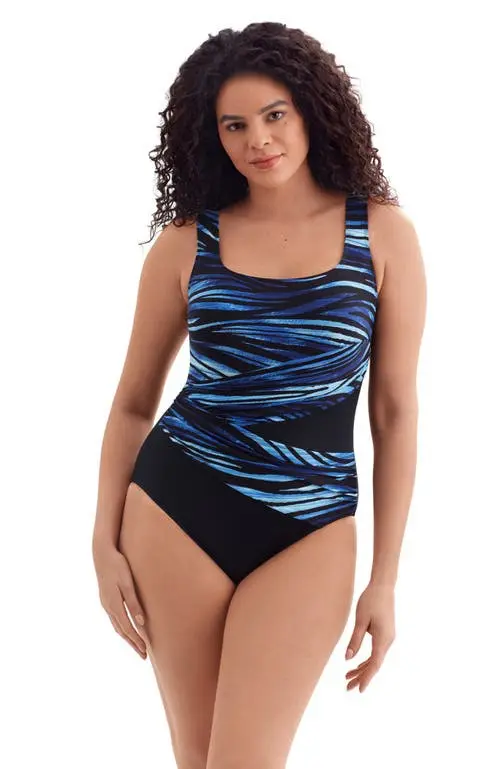 LONGITUDE Wrap Sash Tank Long Torso One-piece Swimsuit - Second Wave