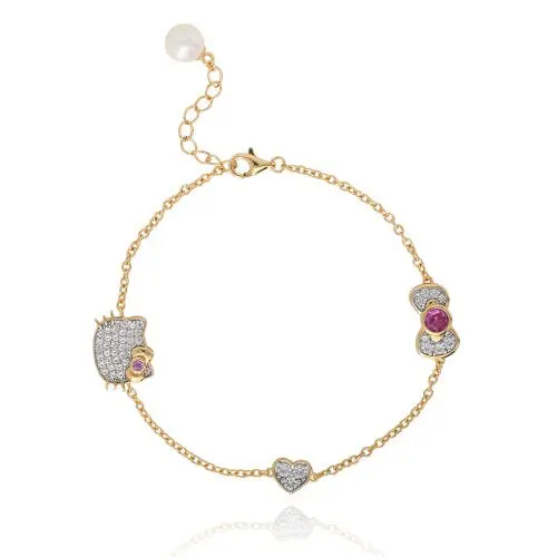 HELLO KITTY Sapphire Station Bracelet - Gold/pink
