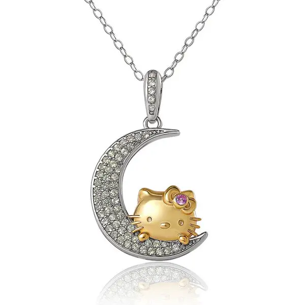 HELLO KITTY On The Moon Sapphire Pendant Necklace - Silver/gold