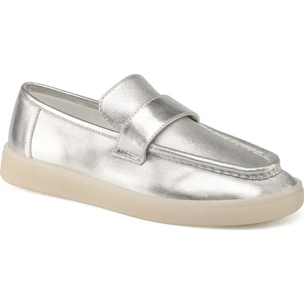 J/SLIDES NYC Heath Leather Loafer - Silver