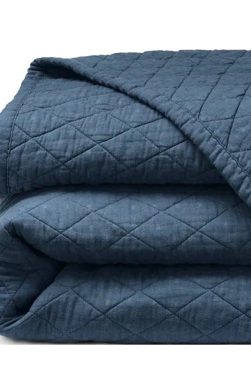 LANDS' END Solid Diamond Double Voile Quilt - Bering Sea Blue