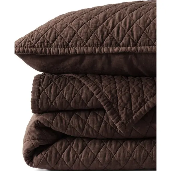 LANDS' END Solid Diamond Double Voile Quilt - Dark Walnut Brown
