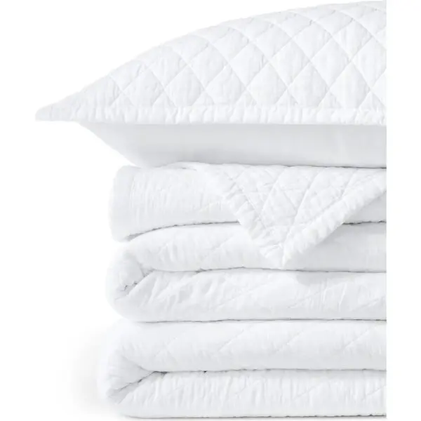 LANDS' END Solid Diamond Double Voile Quilt - White