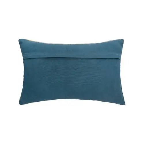 Carol & Frank Rory Blue Sand & Gold Cotton Blend Accent Pillow 14" X 22