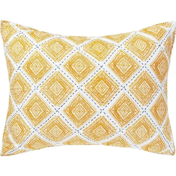 CAROL & FRANK 20" X 26" Carver Geometric Cotton Shammachine Washable - Yellow