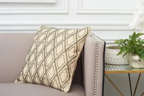 ELISABETH YORK Graphite Gray Double Diamond Accent Throw Pillow 18" X 18