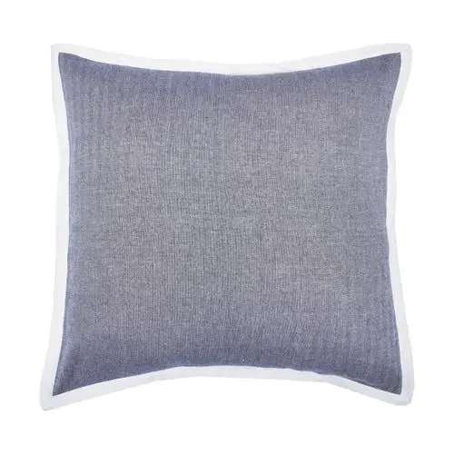 CAROL & FRANK Roscoe Indigo Mini Herringbone Pattern 100% Cotton Sham W/ Flange 26" X 26 - Blue