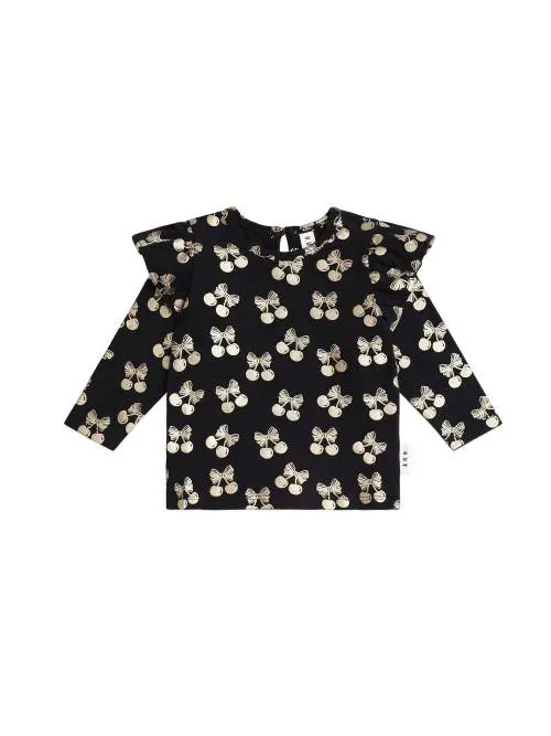 HUXBABY Frill Top With Cherry Pie Print