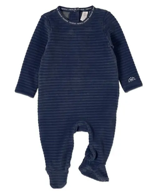 MINIMOI Cotton-rich Drop-needle Footie - Navy