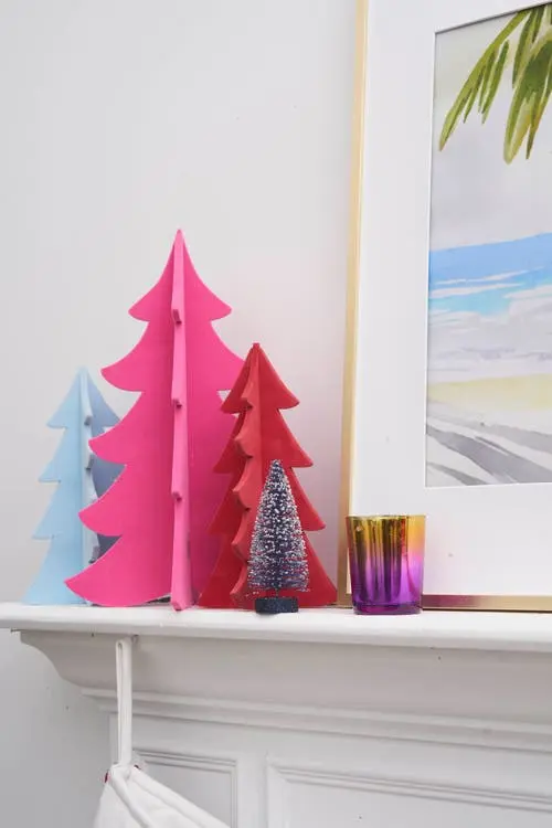 CAROL & FRANK Flocked Tree Figurine Set Of 2