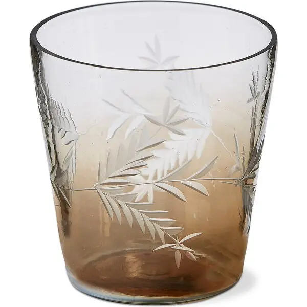 TAG Ombre Handcut Leaf Blown Glass Tealight Candle Holder - Brown
