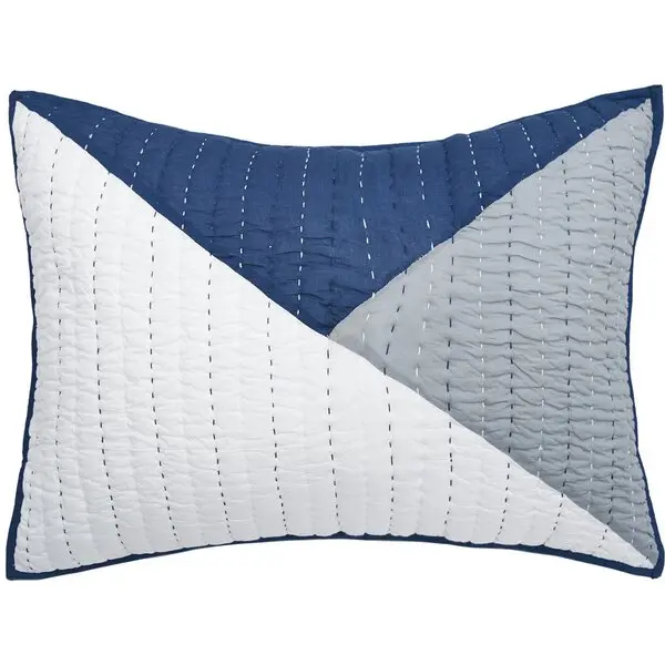 CAROL & FRANK 20" X 26" Asymmetrical Cotton Pillow Sham - Blue