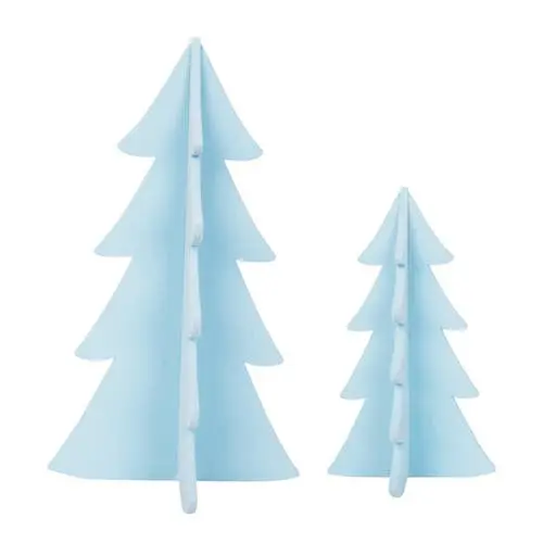 CAROL & FRANK Flocked Sky Tree Figurine Set Of 2 - Blue