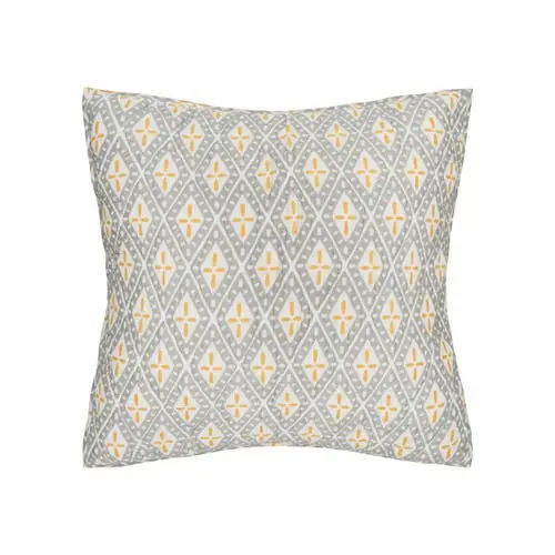 CAROL & FRANK 26" X 26" Liam Ochre Cotton Pillow Sham - Grey