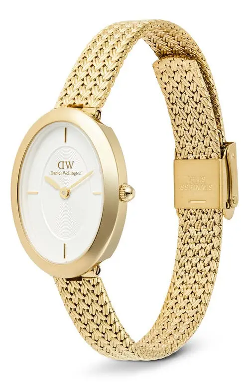 DANIEL WELLINGTON Juliette Braided Mesh Strap Watch - Gold