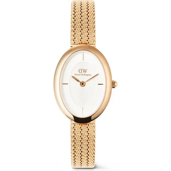DANIEL WELLINGTON Juliette Braided Mesh Strap Watch - Rose Gold
