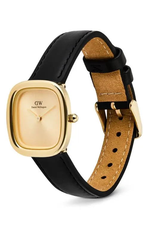 DANIEL WELLINGTON Margot Sheffield Unitone Leather Strap Watch - Gold