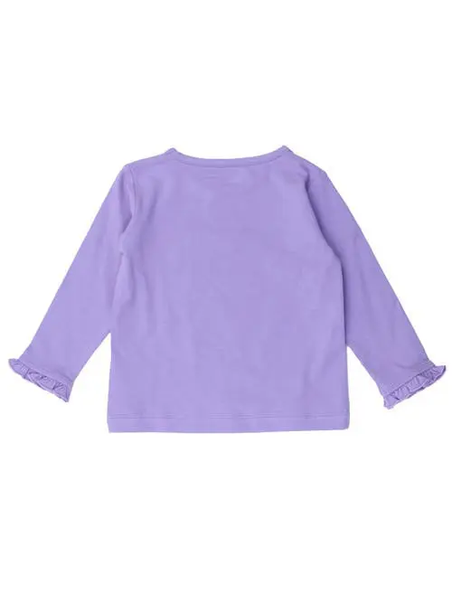RUFFLEBUTTS Knit Long Sleeve Ruffle Tee - Wisteria Purple
