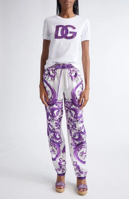 Dolce & Gabbana Majolica Print Silk Pants