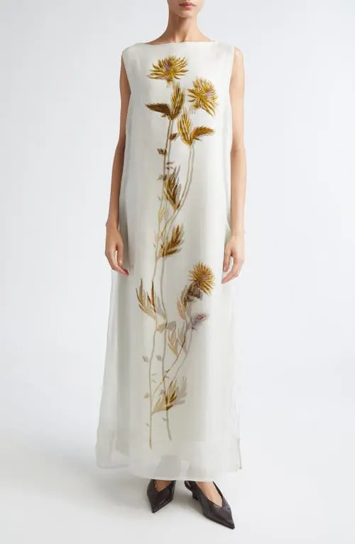 Altuzarra Jools Floral Silk Organza Evening Gown - Macadamia Shibori Flower