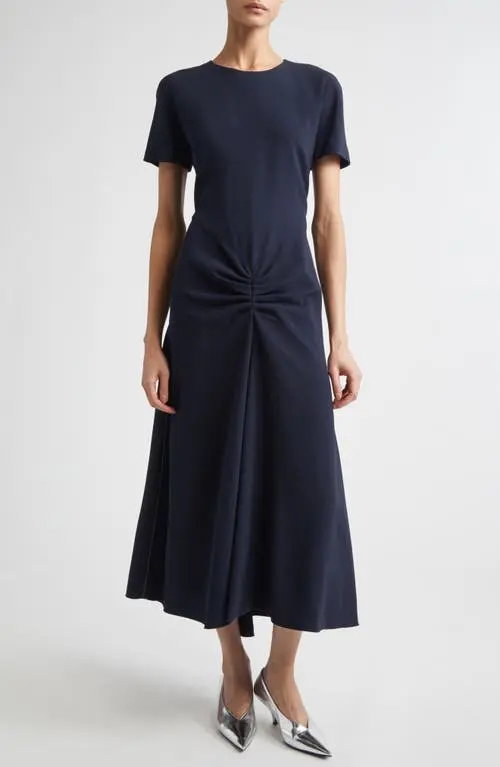 Victoria Beckham Gathered Detail Jersey Midi Dress