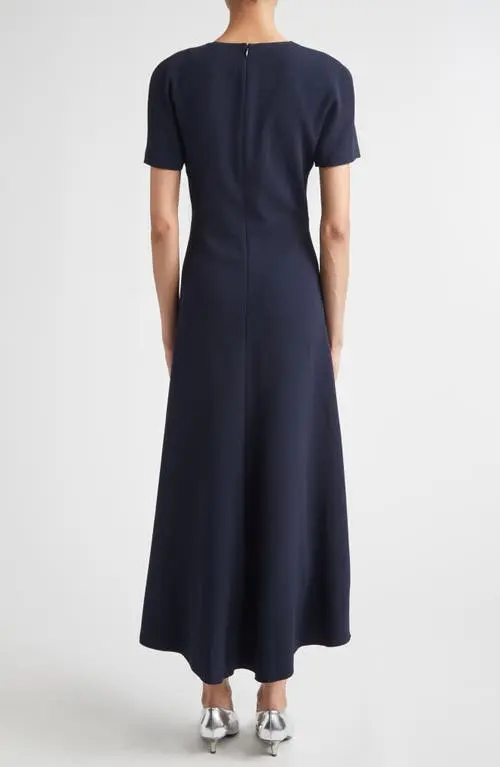 Victoria Beckham Gathered Detail Jersey Midi Dress