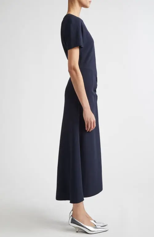 Victoria Beckham Gathered Detail Jersey Midi Dress