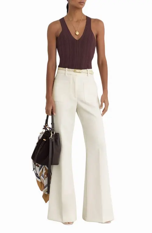 REISS Priya Flared Trousers - Cream
