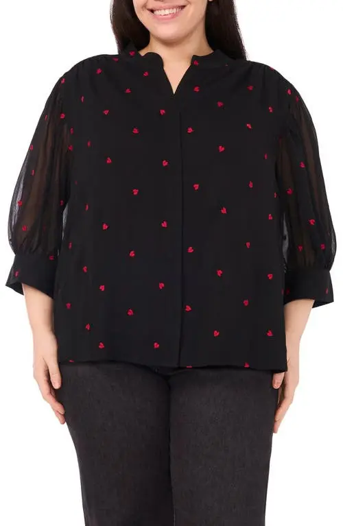 CECE DUPRAZ Heart Embroidered Button-up Shirt