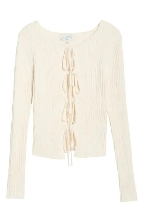 PACSUN Ribbed Tie-front Sweater - Ivory